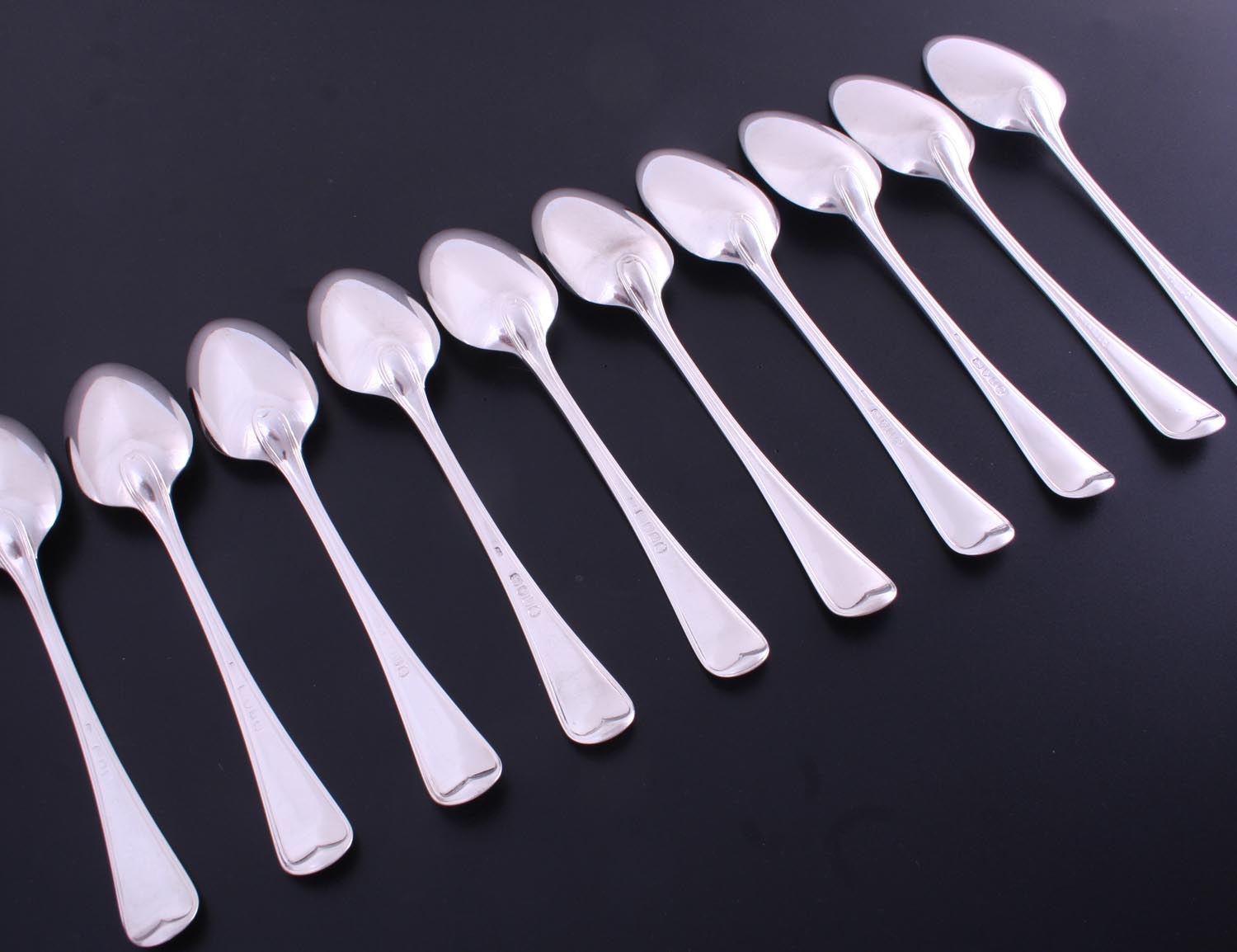 A set of ten George III Old English with thread pattern sterling silver ...