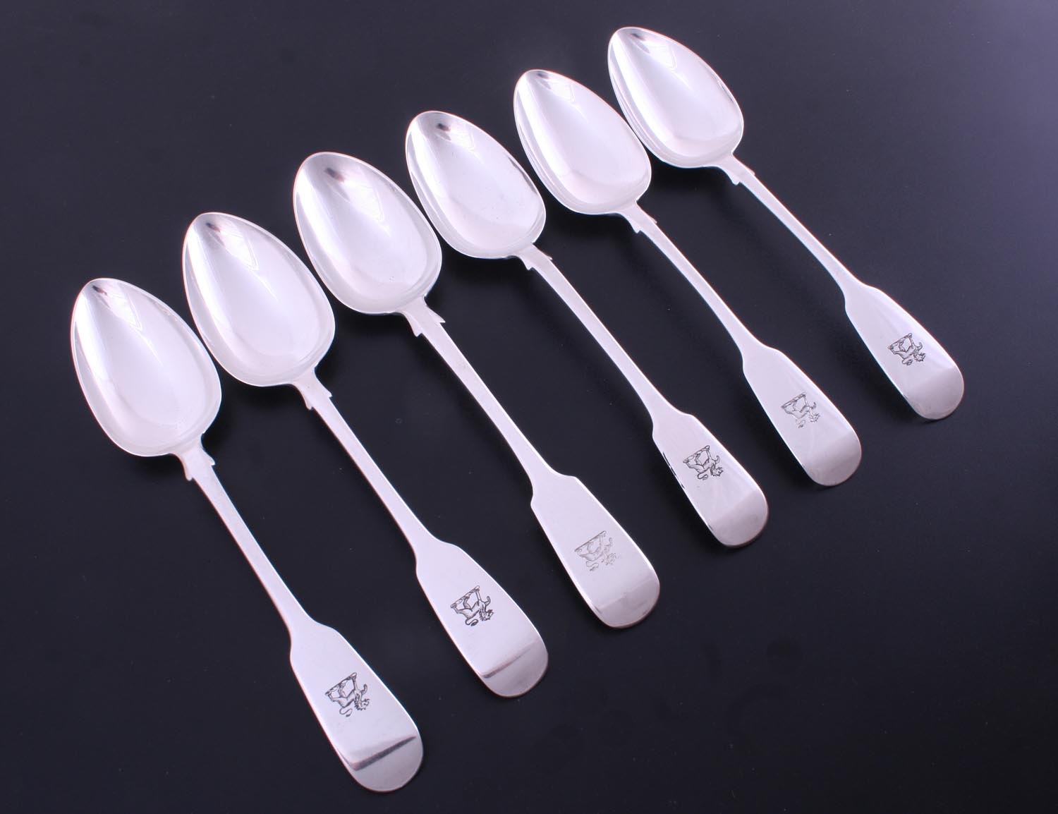 A Victorian fiddle pattern sterling silver service for six people ...