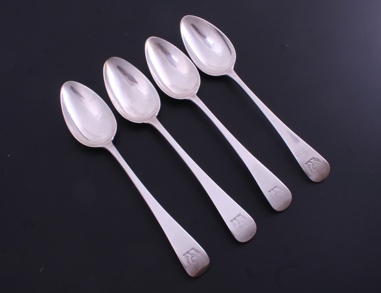 A set of four George III Old English pattern sterling silver dessert ...