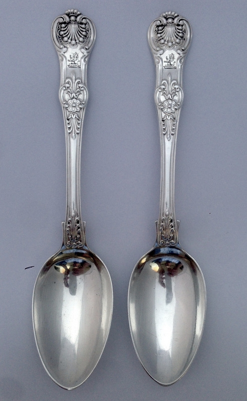 Antique Sterling Silver Hallmarked Pair of William IV Queens Pattern ...