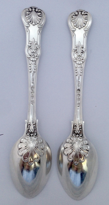 Antique Sterling Silver Hallmarked Pair of William IV Queens Pattern ...