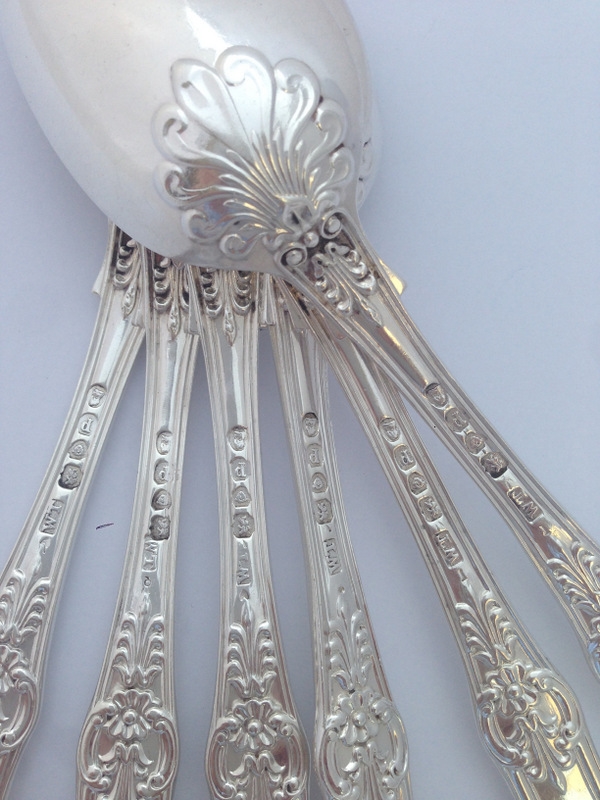 Antique Sterling Silver Hallmarked Set of Six William IV Queens Pattern ...