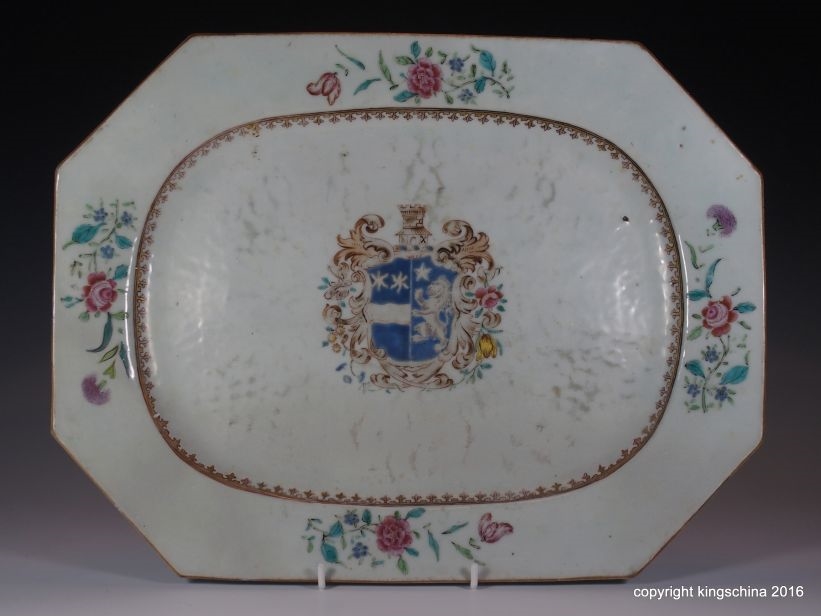 Chinese Armorial Porcelain Charger Platter JENKINSON Coat Arms Crest ...