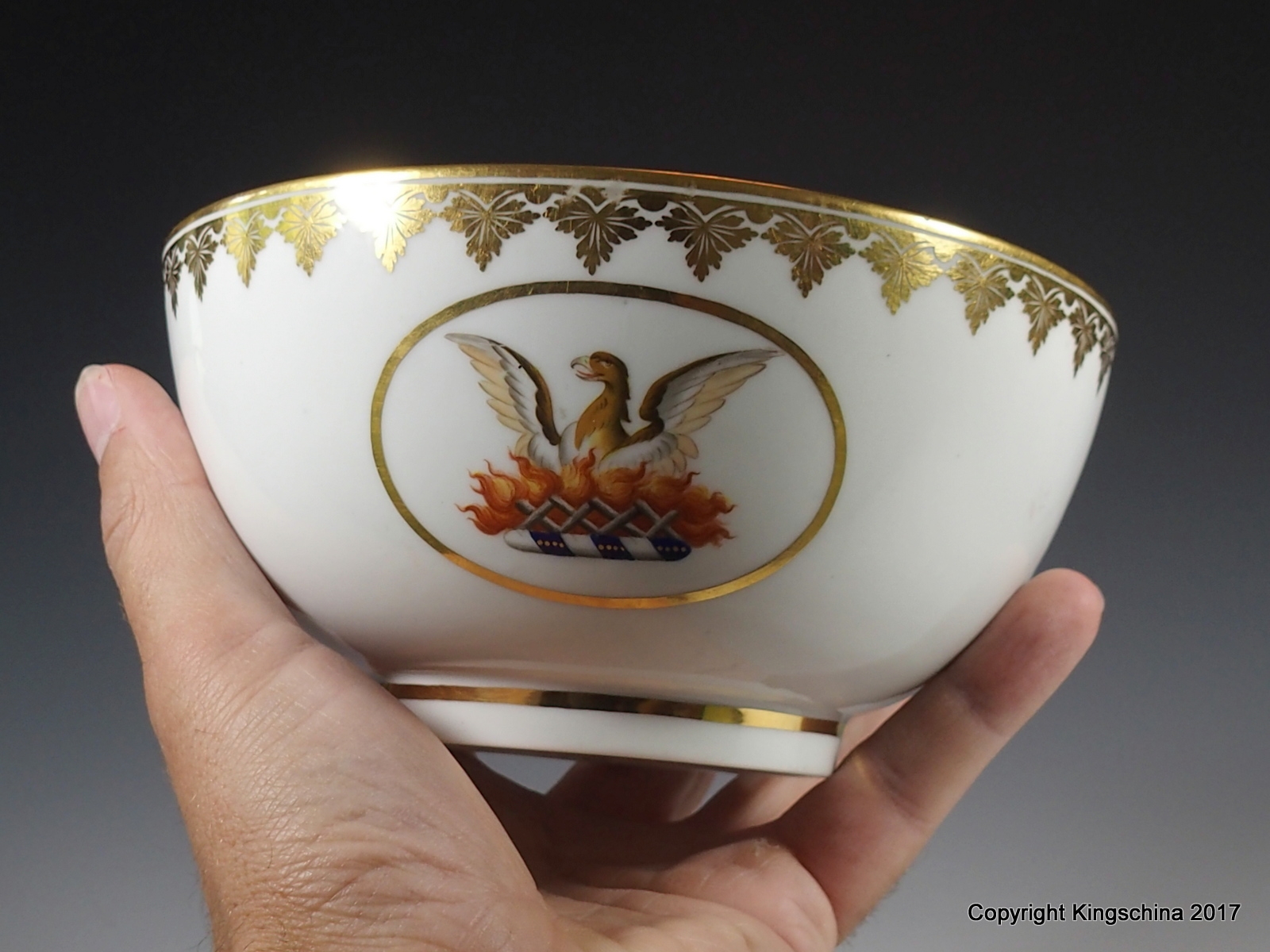 18thC DERBY Armorial Porcelain Bowl PHOENIX CREST : MyFamilySilver.com