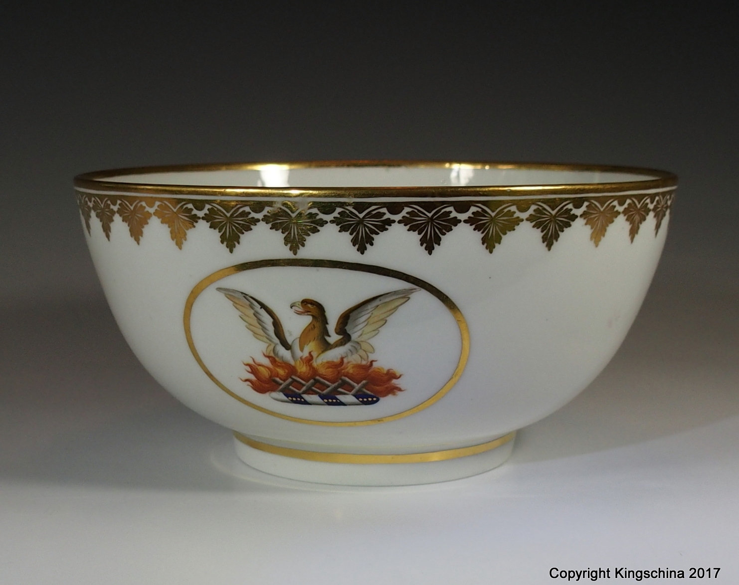 18thC DERBY Armorial Porcelain Bowl PHOENIX CREST : MyFamilySilver.com