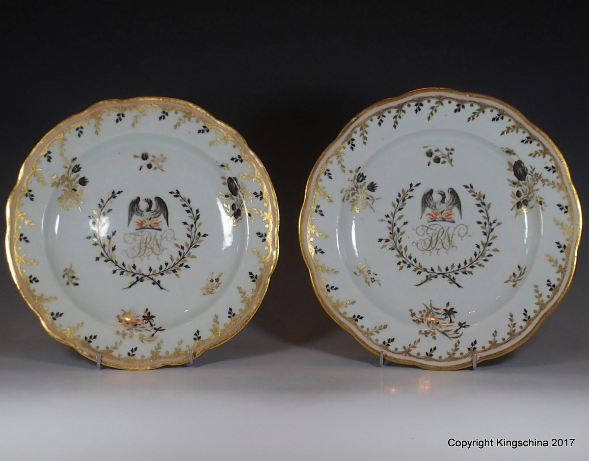 Pair English Armorial Plates PHOENIX : MyFamilySilver.com