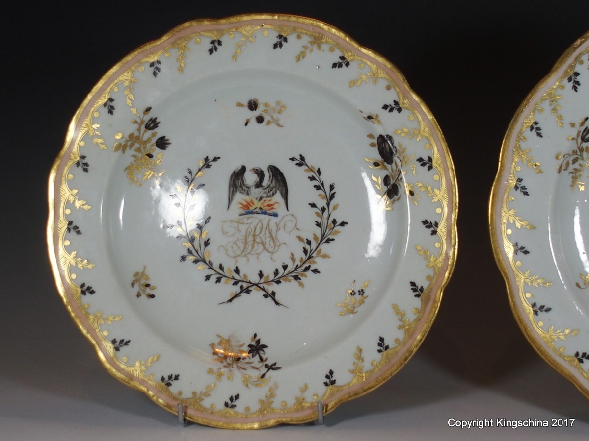 Pair English Armorial Plates PHOENIX : MyFamilySilver.com